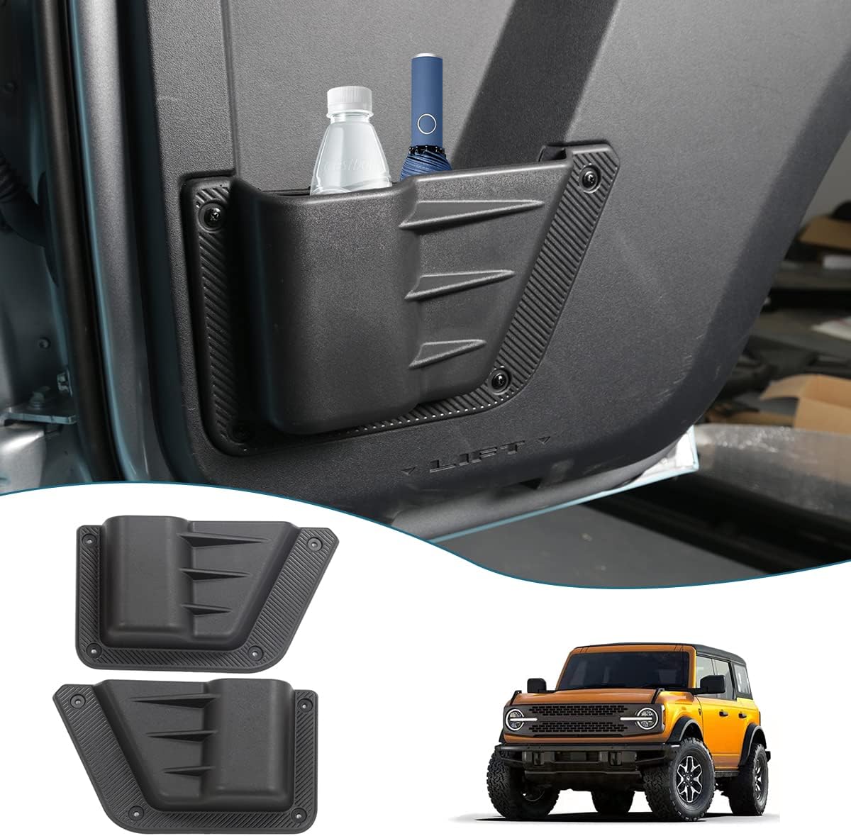 Door Insert Storage Cupholder Boxes For 2021-2023 Ford Bronco 2/4 Door ...